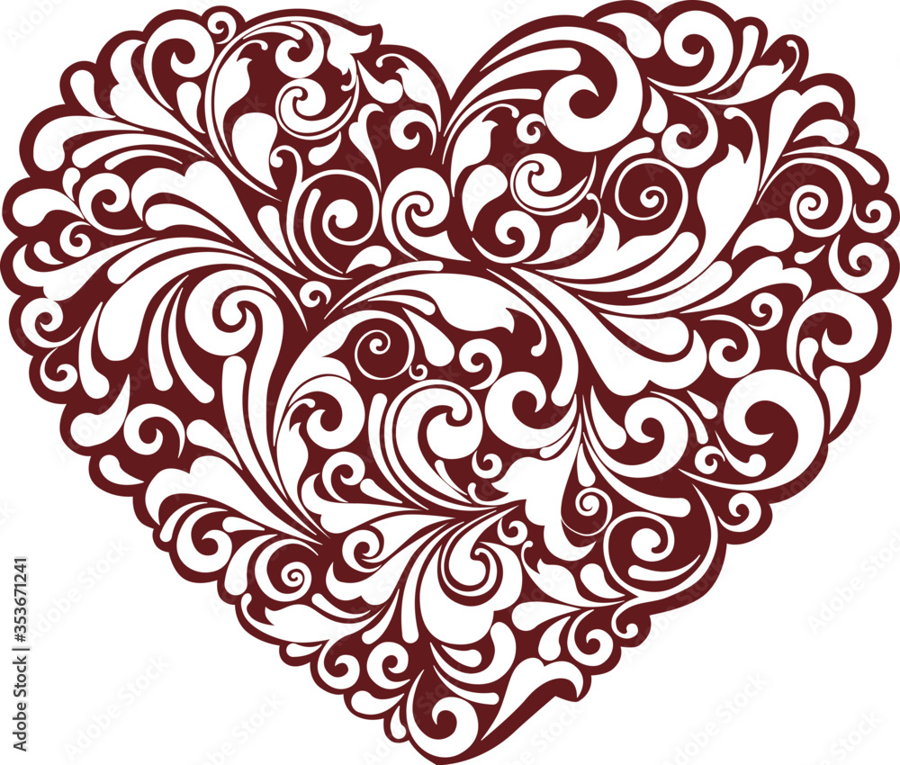 Vector decorative ornate heart invitation card illustration Stock ...