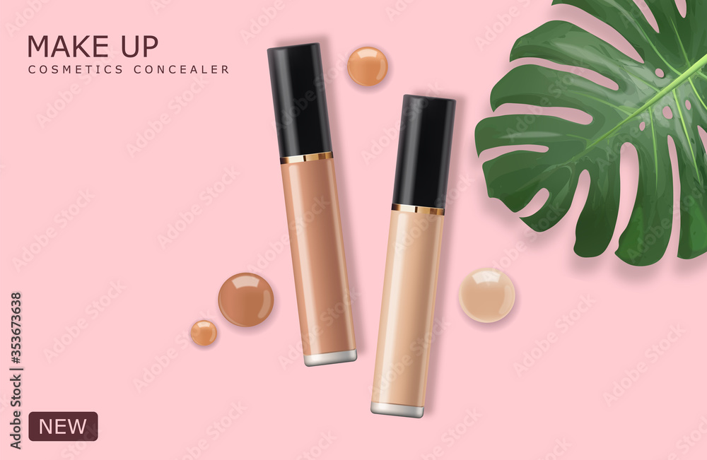 Realistic concealer bottle, makeup cosmetics, concealer of face skin ...