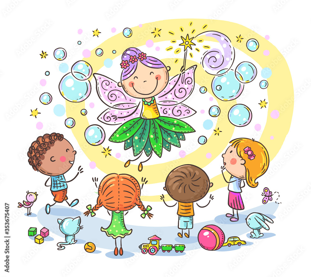 Fairy at the kids birthday party, clipart illustration Stock Vector ...