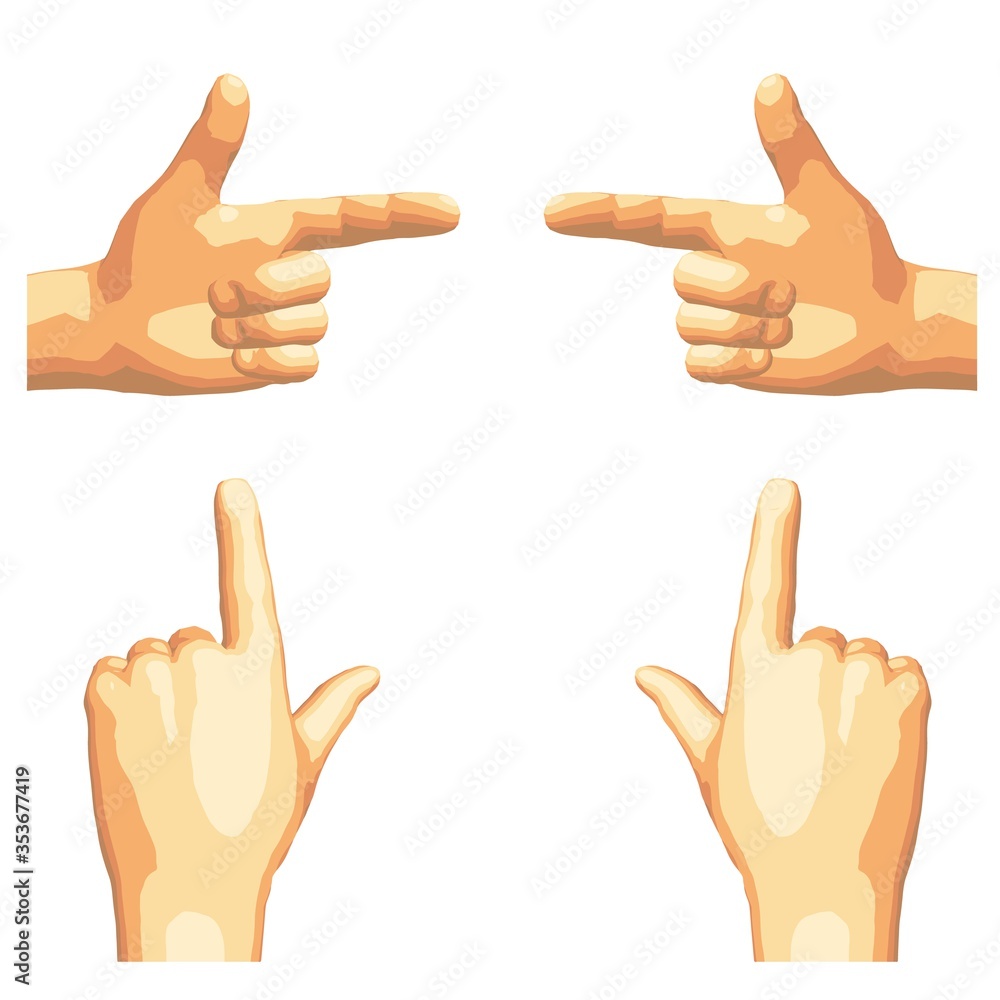 Realistic human hand gesture set in five tones. Stock Vector | Adobe Stock