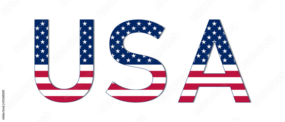 Vector USA flag text isolated on white background. Vector vord USA with ...