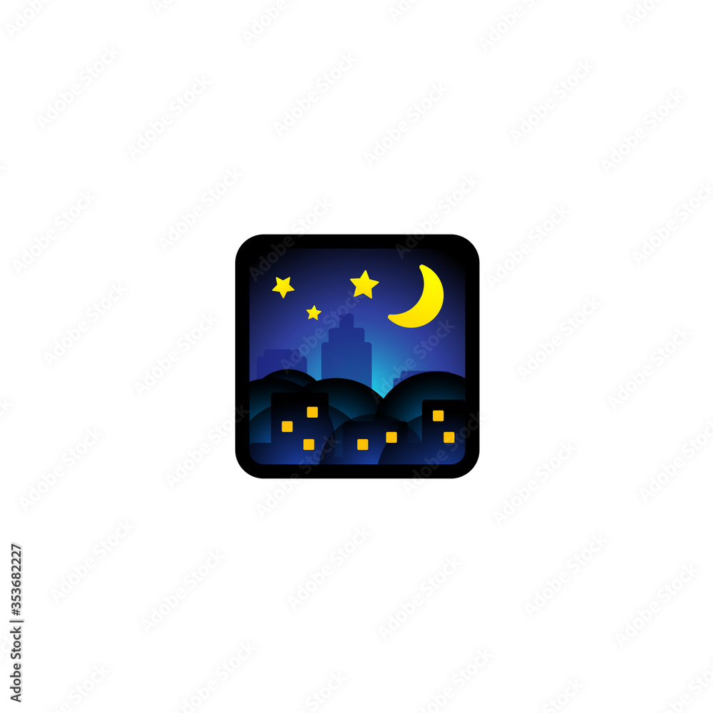 Night with Stars and Moon Vector Icon. Isolated Night Cartoon Style ...