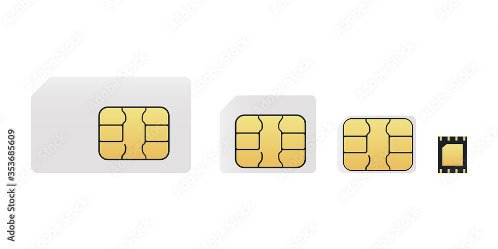Evolution of SIM cards. From SIM card to eSIM vector illustration. New ...