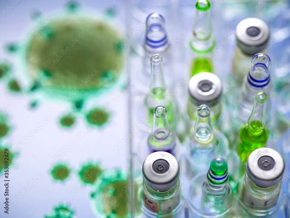 Pharmaceutical research into diseases and pandemics. A variety of drugs ...