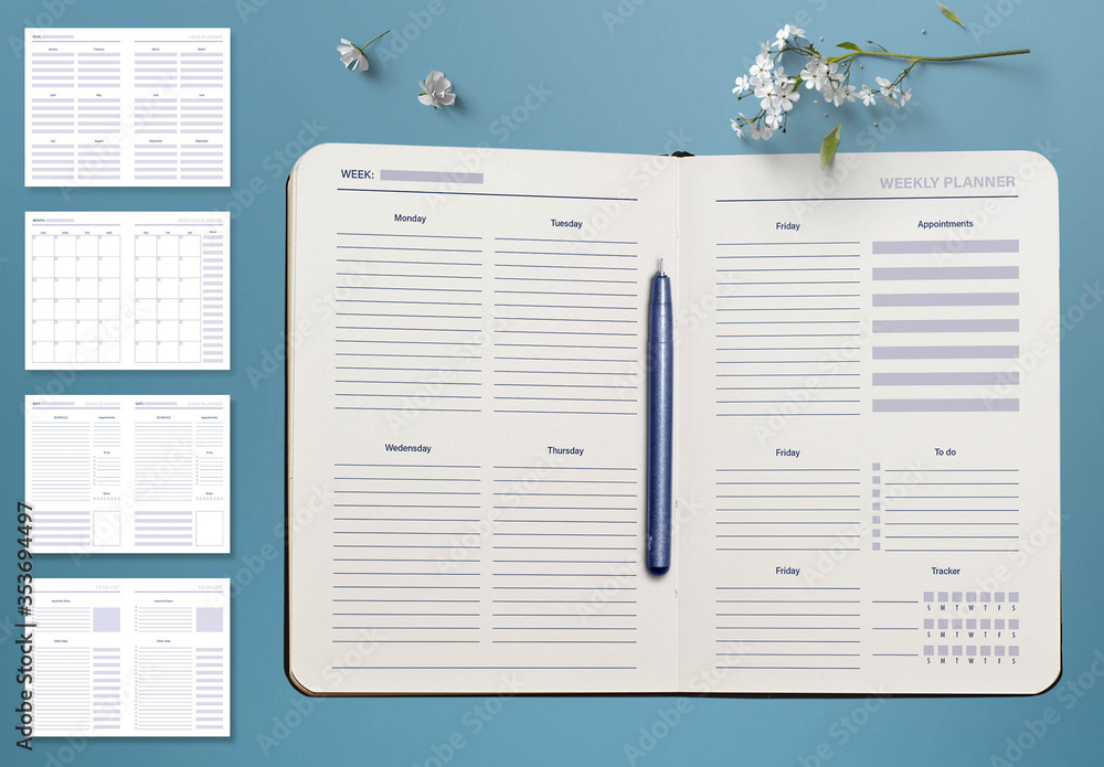 Personal Planner Undated Layout Stock Template | Adobe Stock