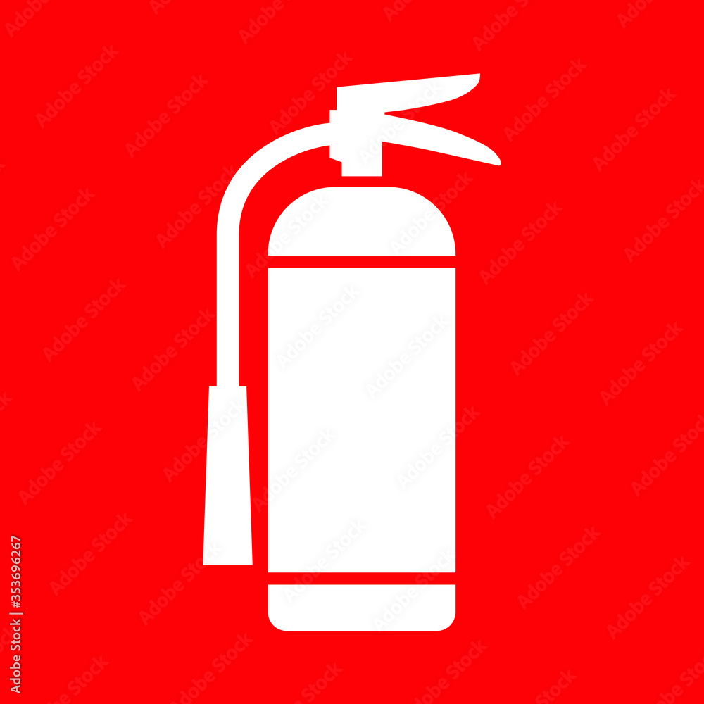 Flat vector illustration red fire extinguisher icon on white background ...
