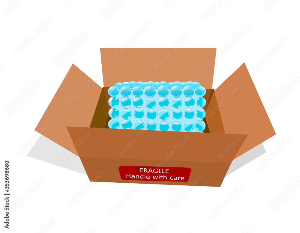 Air Bubble wrap with Fragile Symbol For Cargo Vector.Bubblewrap Icon ...