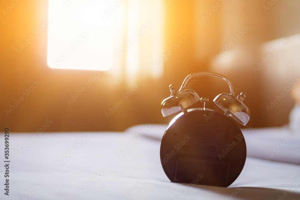 Smooth Focus and soft Focus,Alarm clock set by the window in the ...