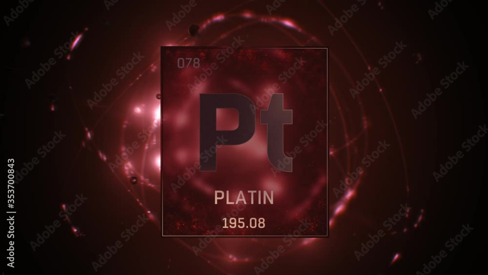 Platinum as Element 78 of the Periodic Table. Seamlessly looping 3D ...