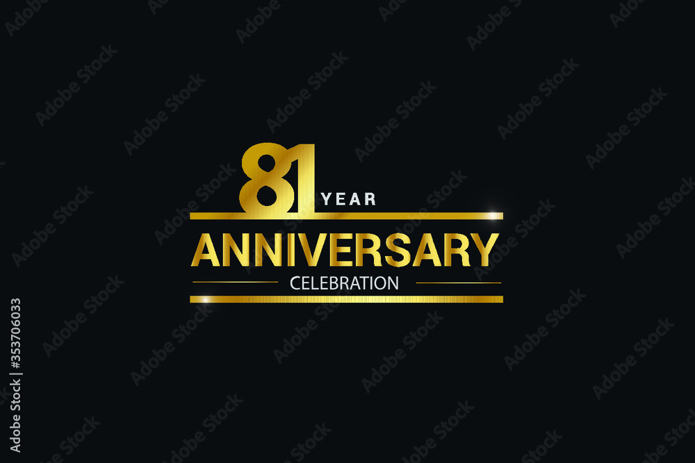 81 year anniversary celebration logotype. anniversary logo with golden ...