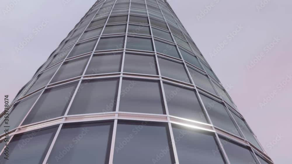 Camera movement over the skyscraper. Aerial view of skyscraper. Wide ...