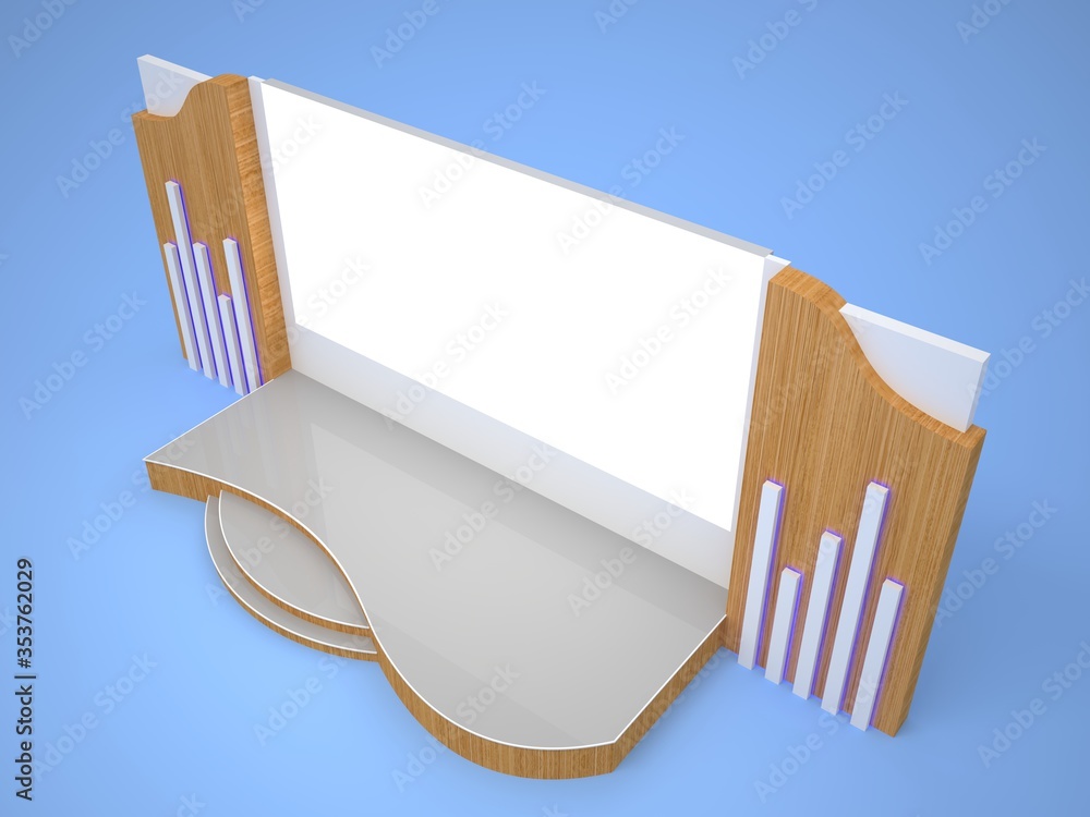 3d illustration stage backdrop with LED screen for event presentation ...