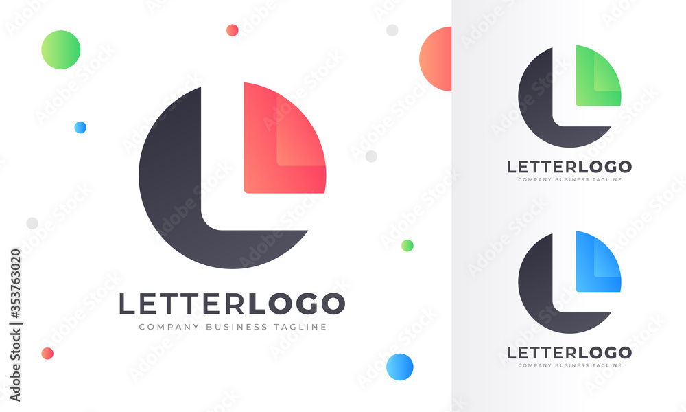 Colorful Gradient L Letter Logo Rounded Circle Logo Design Template for ...