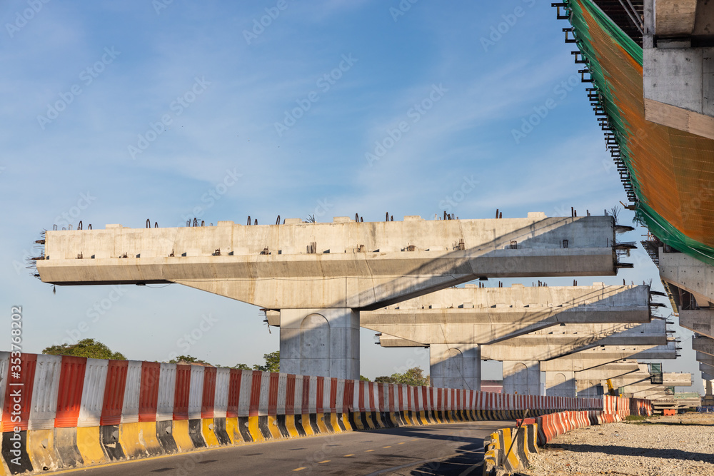 Construction of highway overpass bridge and rail transit infrastructure ...