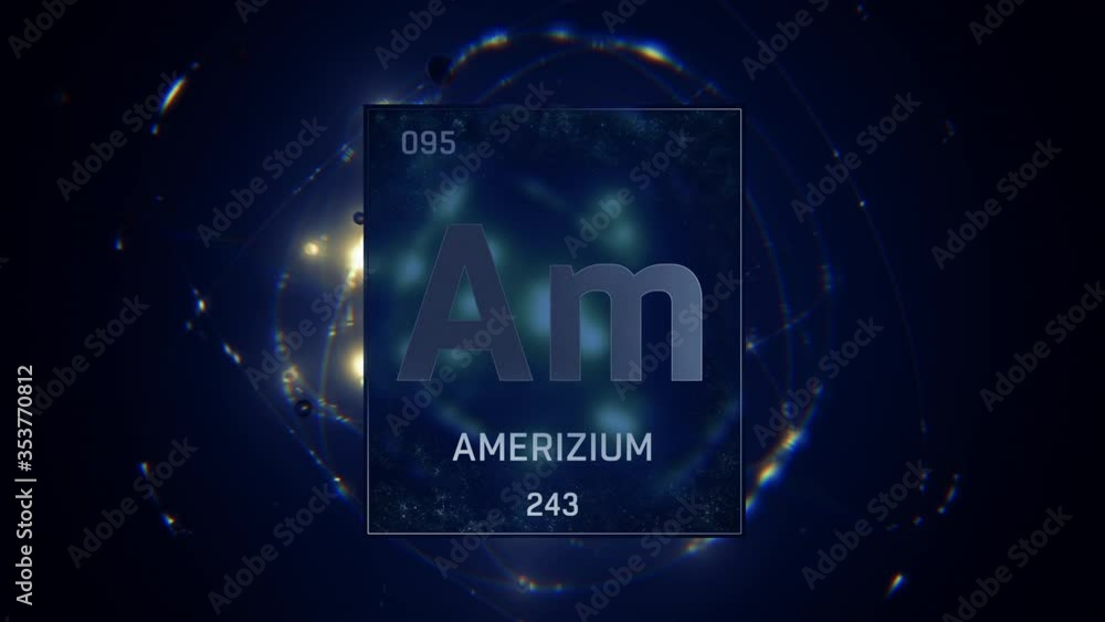 Americium as Element 95 of the Periodic Table. Seamlessly looping 3D ...