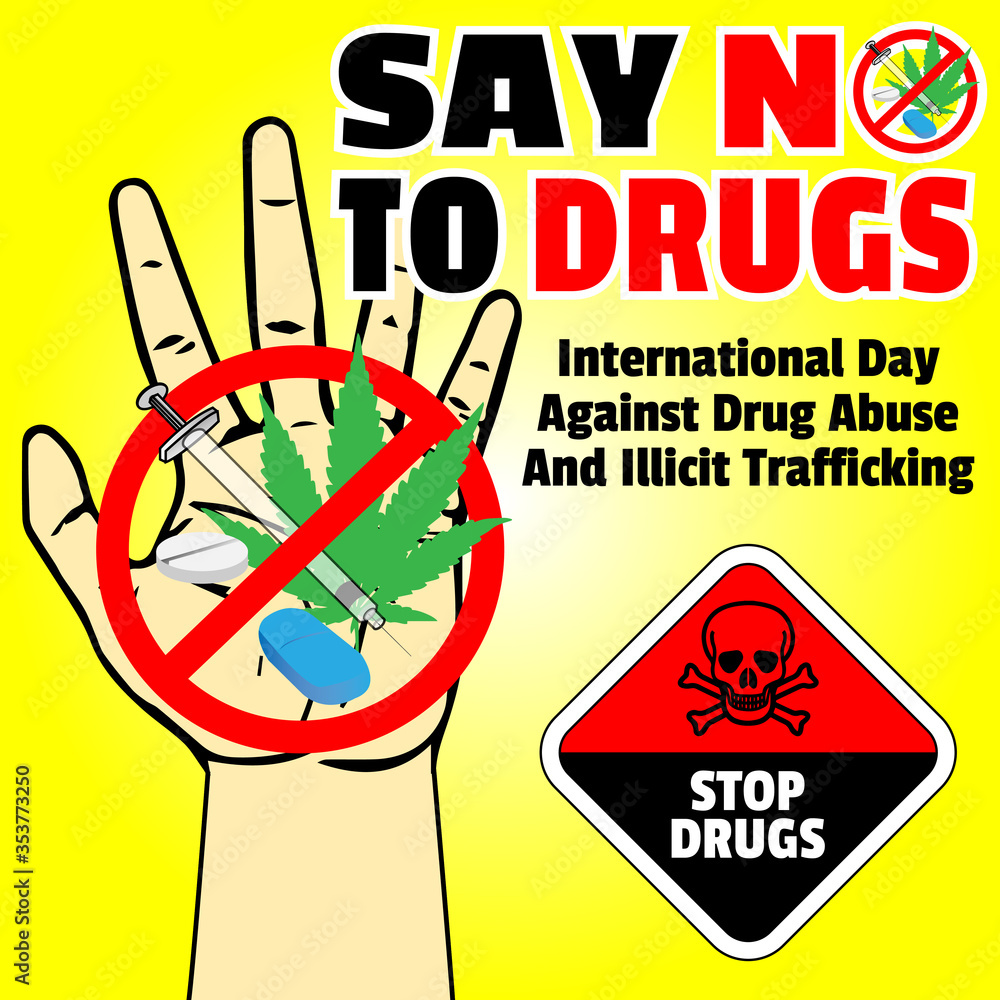 Vector Illustration poster Or Banner For International Day Against Drug