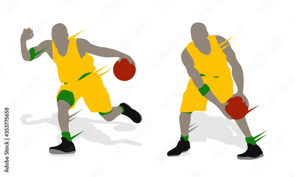 Basketball player shape silhouette vector set action pose Stock Vector ...