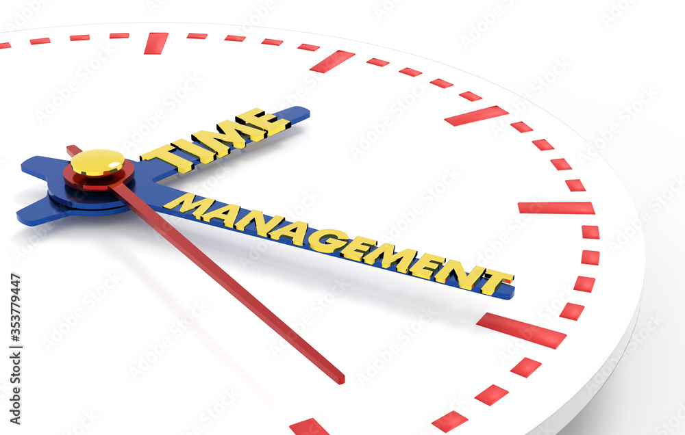 Concept of time management. Clock face with clock hands and golden ...