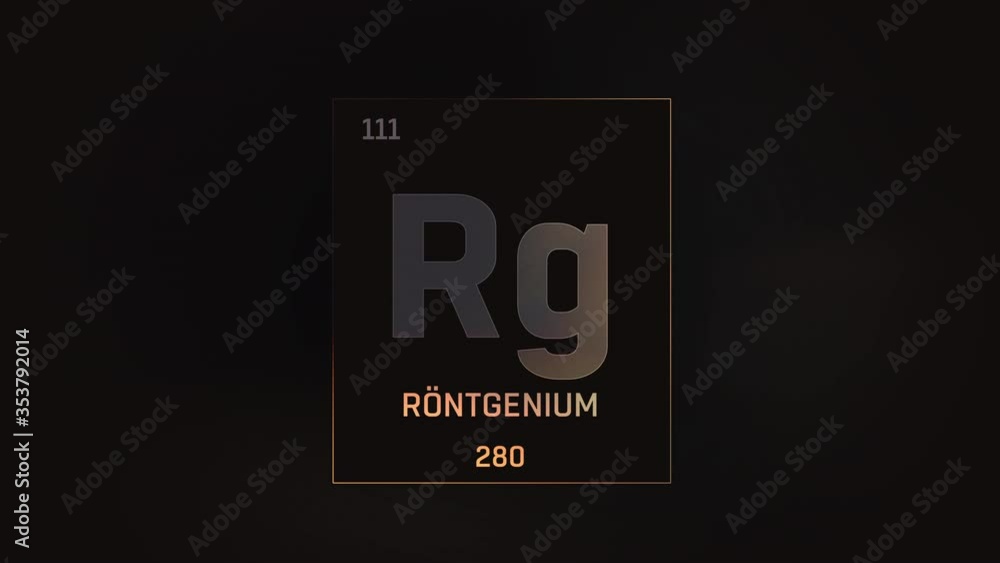 Roentgenium as Element 111 of the Periodic Table. Seamlessly looping 3D ...