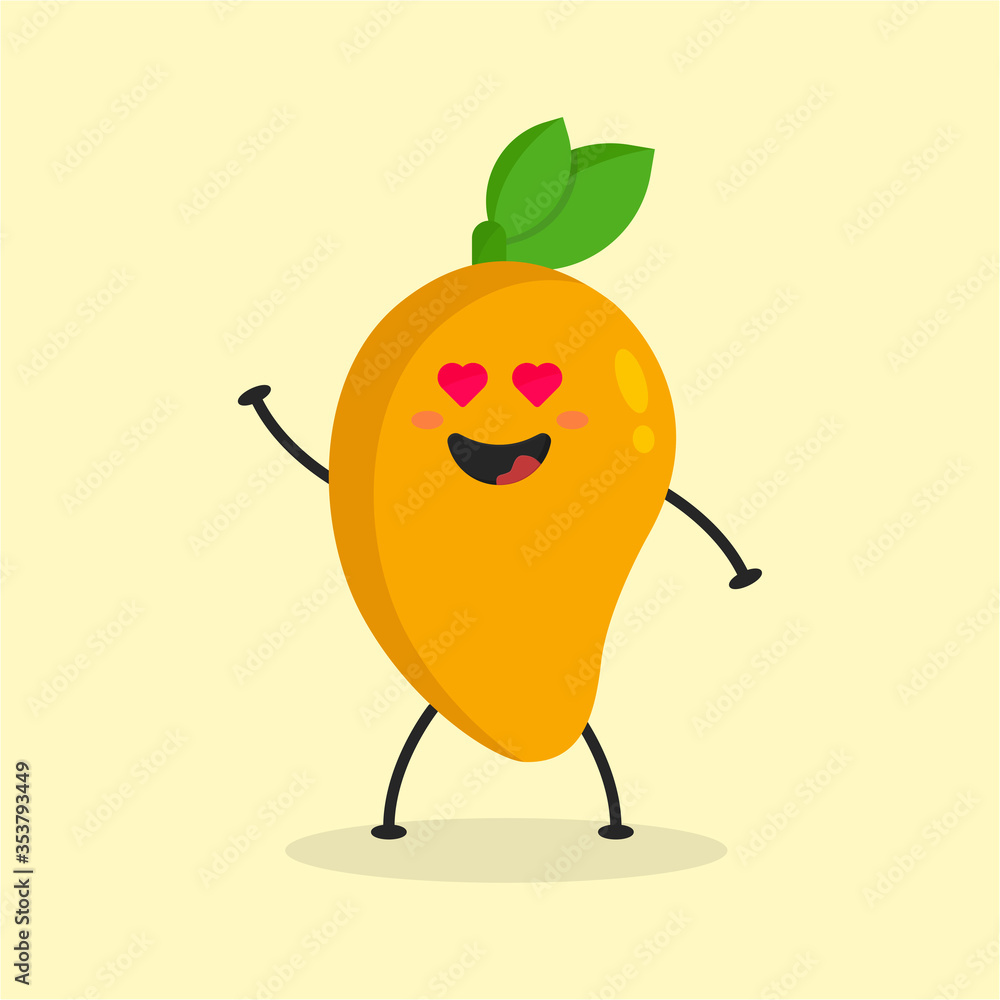 Cute Flat Cartoon Mango Illustration. Vector illustration of cute mango ...