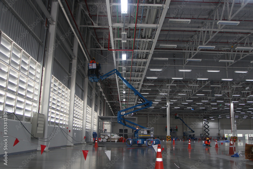 Lighting fixture ,fire protection pipe installation under pipe rack at ...