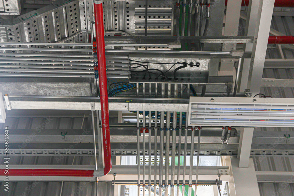 Lighting fixture ,fire protection pipe installation under pipe rack at ...