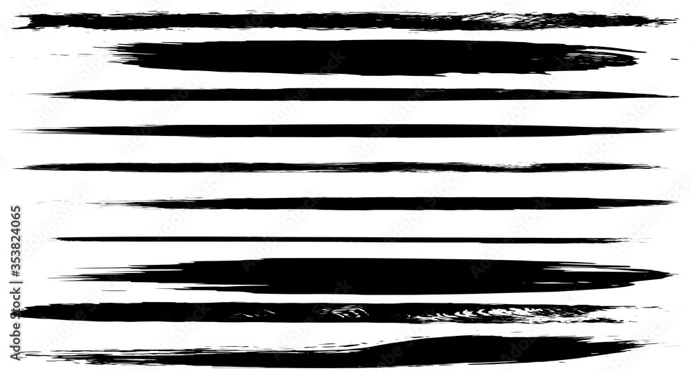 Vector set of grunge black paint, ink brush strokes. brush strokes ...