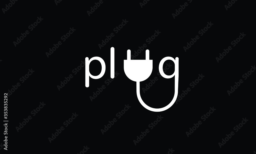 PLUG TYPOGRAPHY vector logo monogram template Stock Vector | Adobe Stock