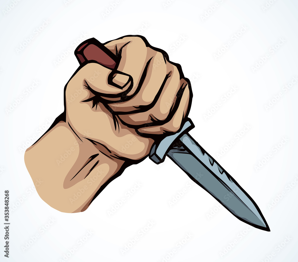 Hand with a dagger. Vector drawing Stock Vector | Adobe Stock
