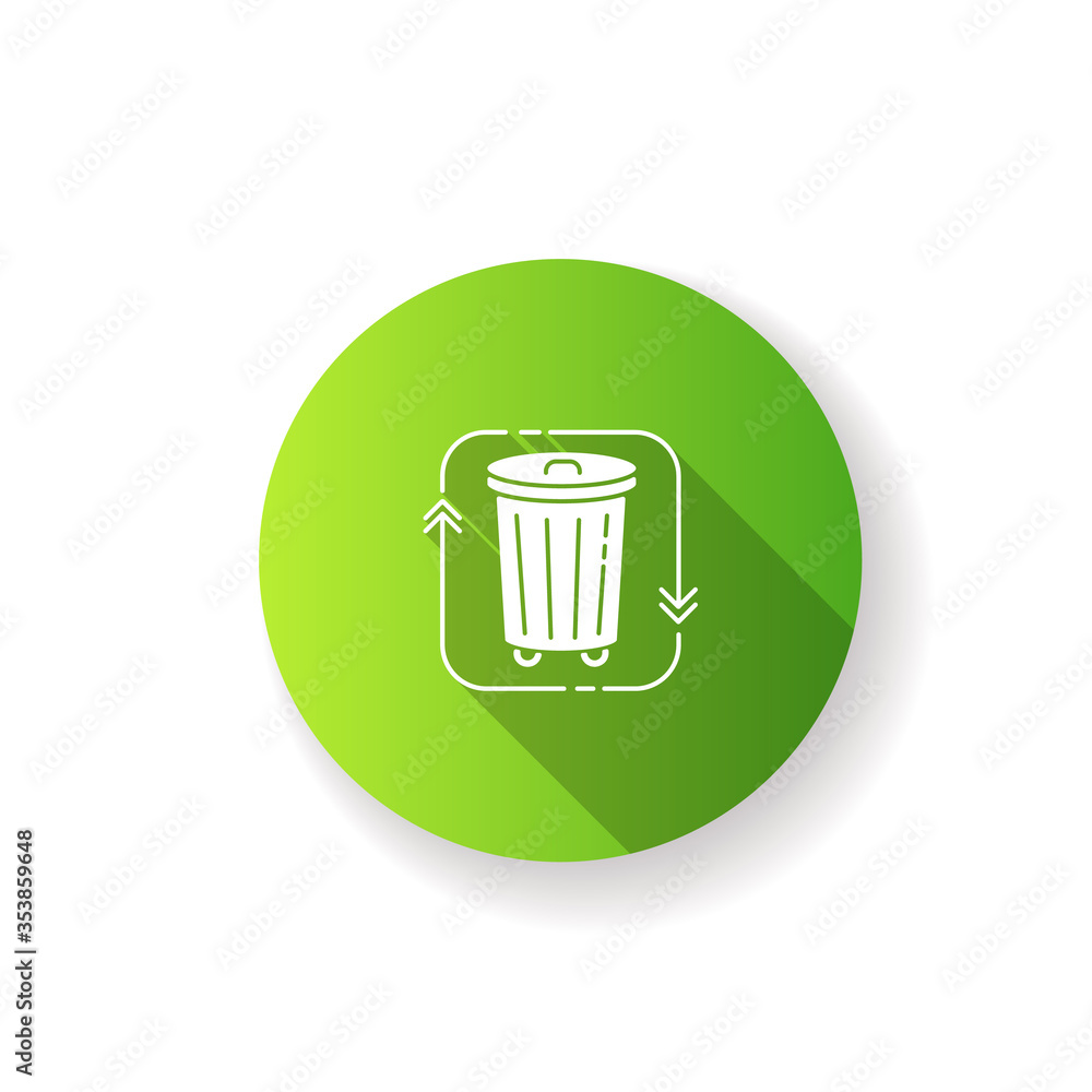 Waste disposal green flat design long shadow glyph icon. Recycle ...