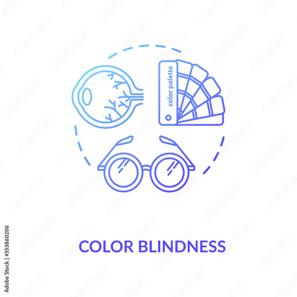 Color blindness concept icon. Common mens problem, genetic eye ...