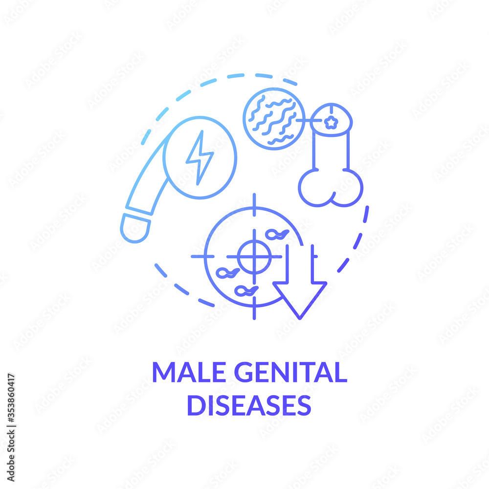 Male genital diseases concept icon. Mens reproductive system illnesses ...