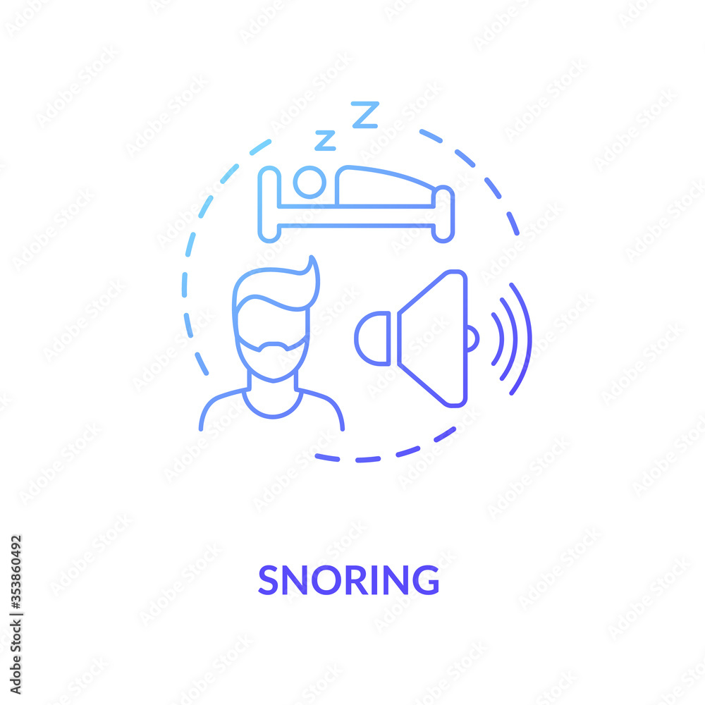 Snoring concept icon. Common mens health problem, sleep apnea idea thin ...