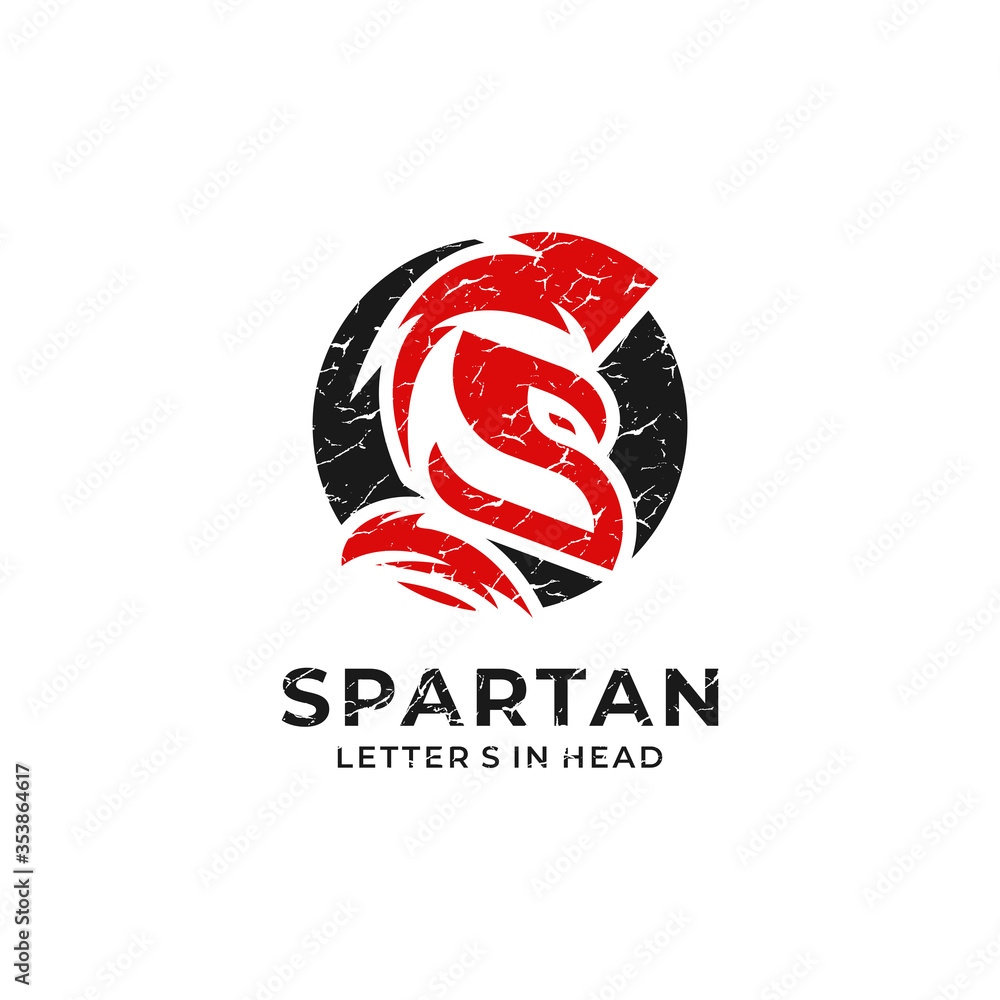 Masculine design logo with a spartan mascot symbol and the letter S ...