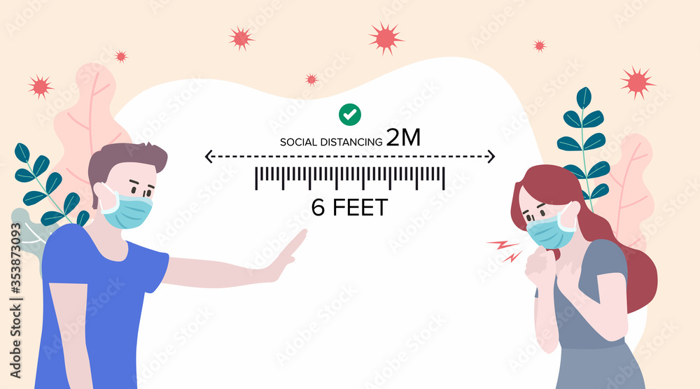 Social distancing, keep distance with people in public places to stop ...