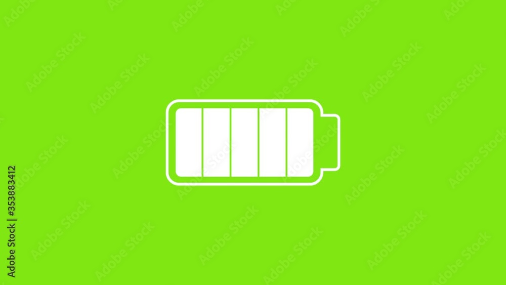Charging battery indicator with green screen background. 5 bar charging ...