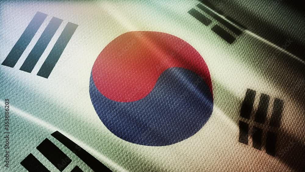 4k Republic of Korea South Korea National flag slow seamless loop ...