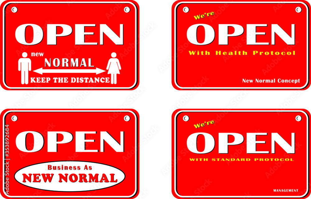 open sign set of red background for your tagline in business shop Stock ...
