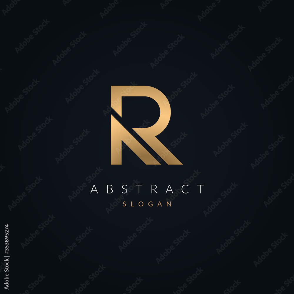 Letter R luxurious Logo Design Template. Unique Style golden and black ...