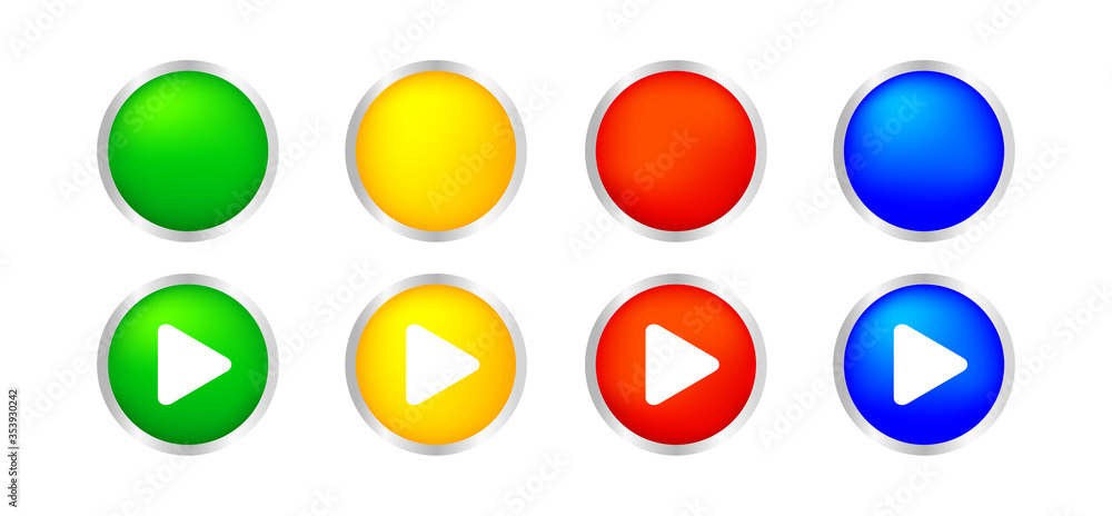 button circle 3d shape for buttons games play isolated on white ...
