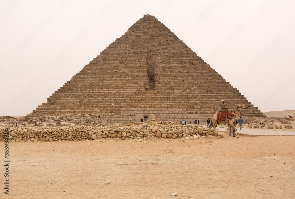 GIZA, EGYPT, APRIL 20: Tourists visits the Pyramid of Menkaure at Giza ...