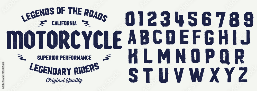 Motorcycle club community logo design.Decorative font. Letters, Numbers ...