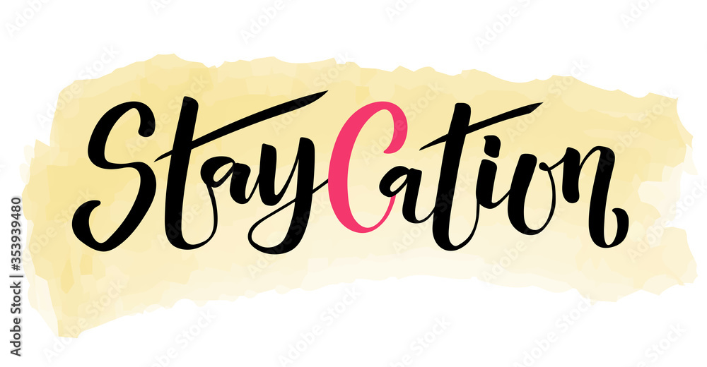 Staycation vector illustration for card, ad, logo, background. Vacation ...