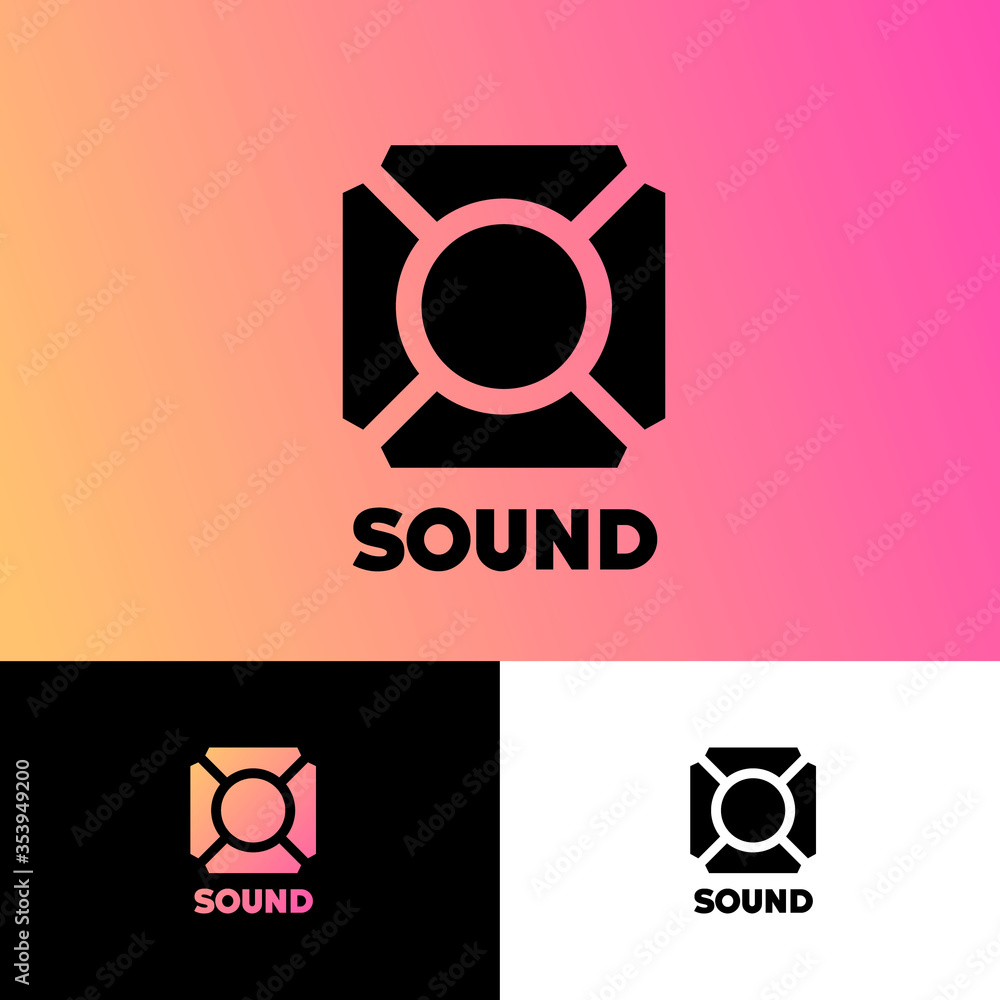 Sound logo. Musical acoustics logo on different backgrounds. Identity ...