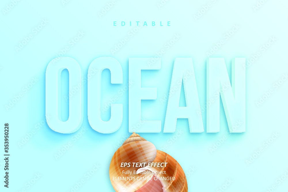 Ocean Blue 3D Text Effect Editable Premium Vector Stock Vector | Adobe ...