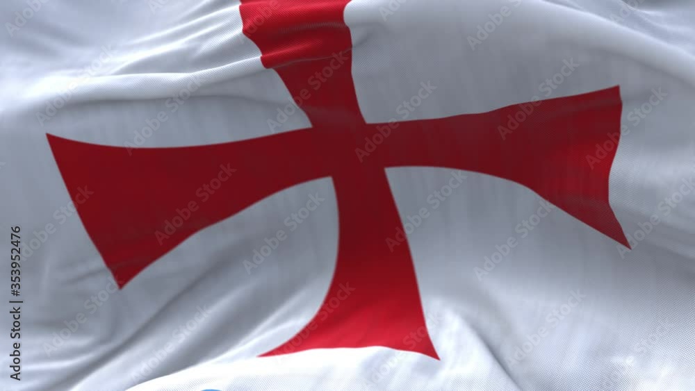 4k Knights Templar flag,knight cloth texture slow loop seamless waving ...
