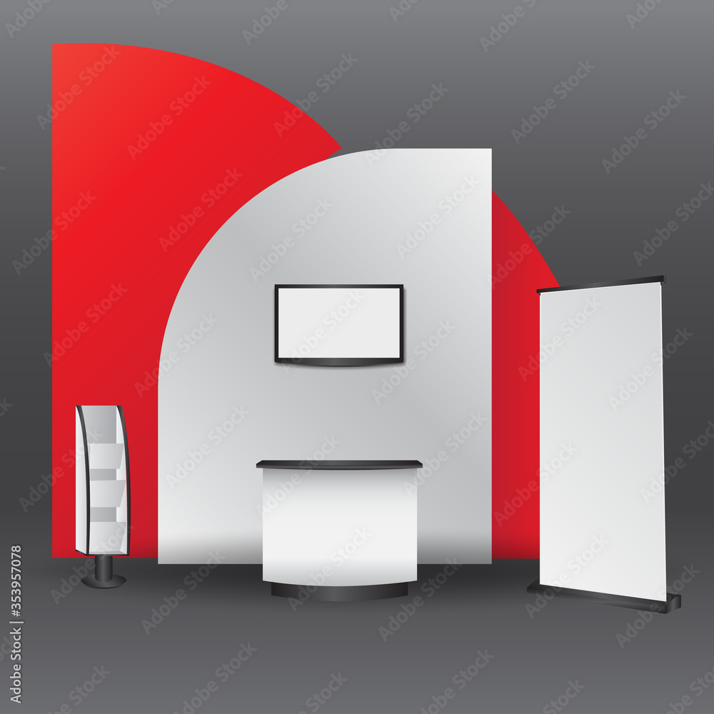 exhibition booth or counter promotion with wall from front view. render ...