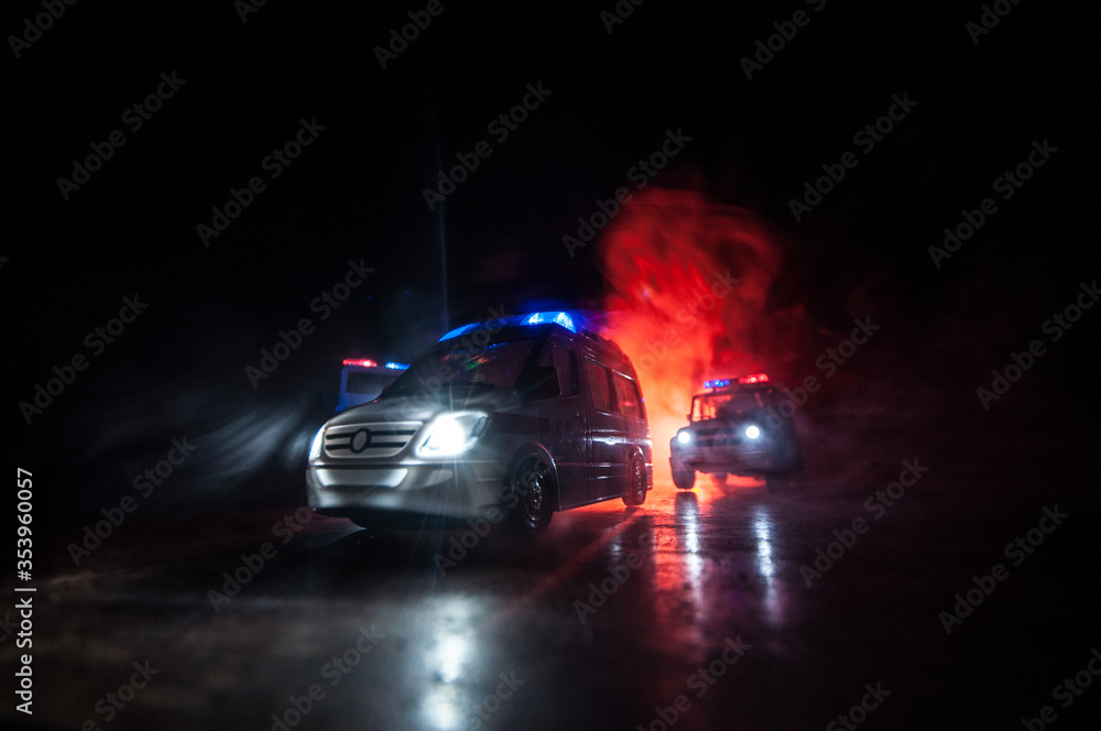 ambulance car on blured background. Ambulance auto paramedic emergency ...