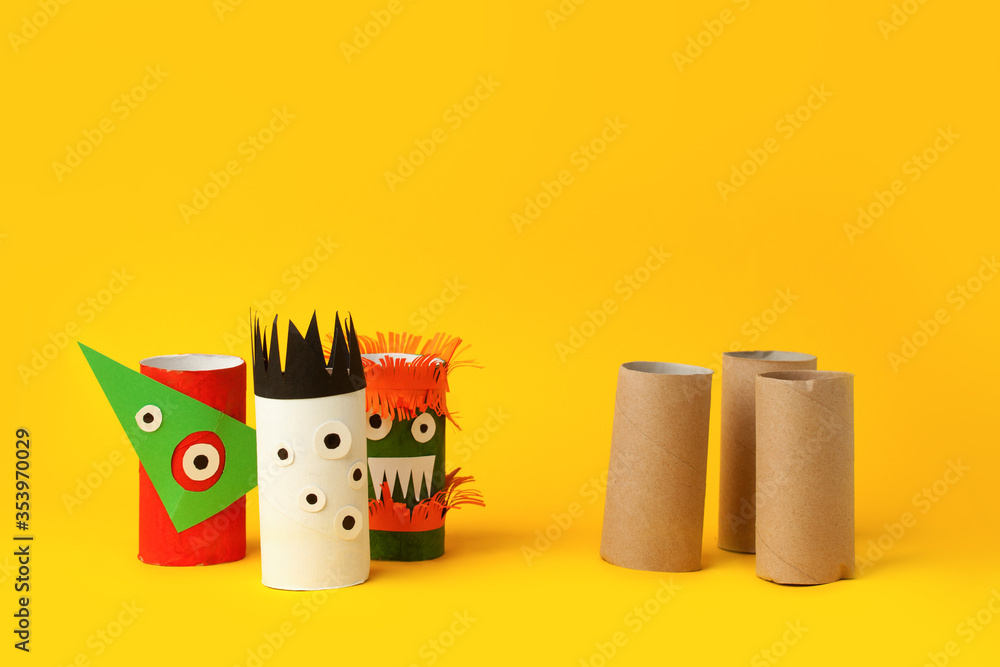 Kids art therapy, coronavirus pandemic. Halloween crafts, paper ...