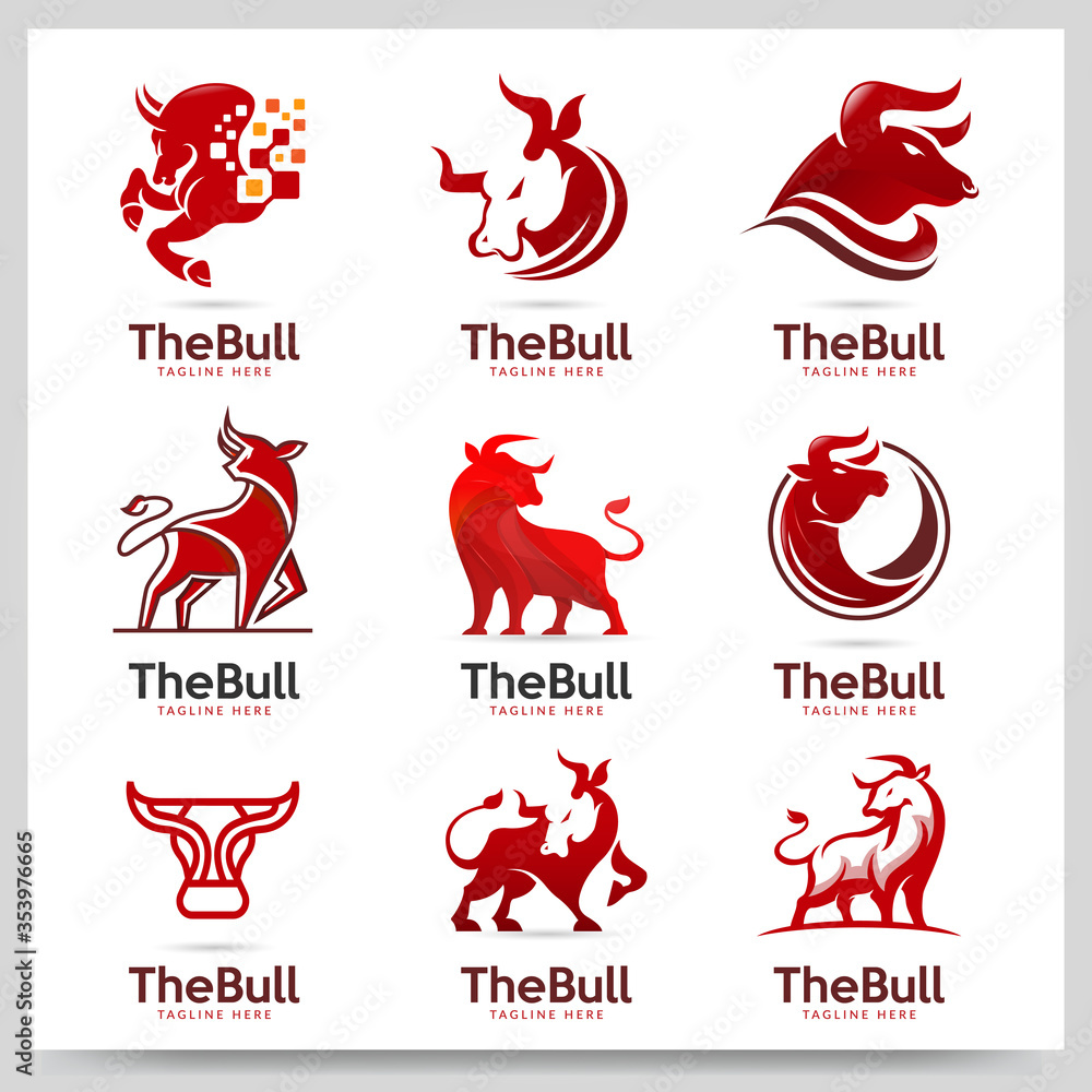 Collection of bull logo design. Graphic design element. Stock Vector ...